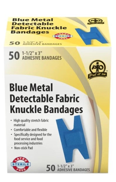 Blue Detectable Fabric Knuckle Band-Aids | WorkSafeT Solutions Inc