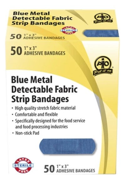 Blue Metal Detectable Strip Band-Aids | WorkSafeT Solutions Inc