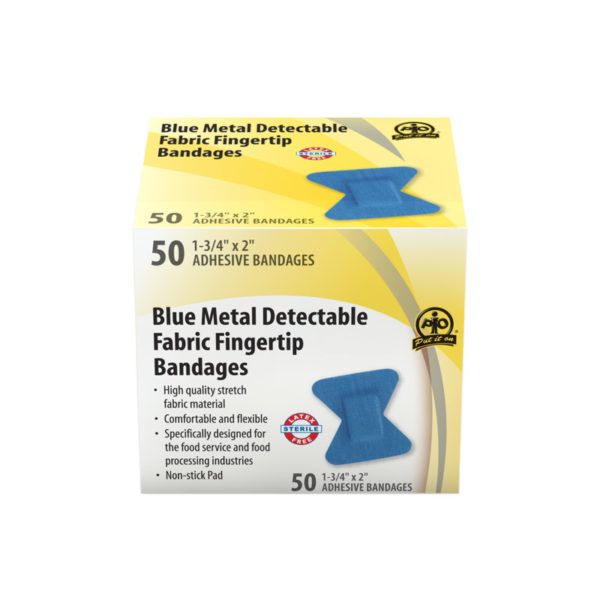 Blue Metal Detectable Fingertip Bandage 50/box | WorkSafeT Solutions Inc